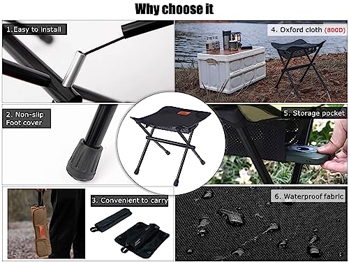 AnYoker Camping Chair, Portable Folding Chair, Beach Chair, Lightweight Hiking Chair,Compact Chair(Black/2pack)