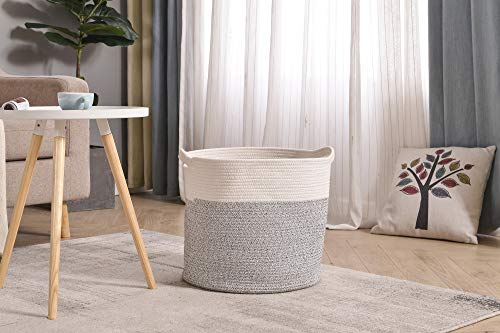 Baskets for Clothes Storage, Large Rope Laundry Basket, Woven Basket for Clothes,Bags,Toys,Towels, Hamper for Laundry, Rope Basket, Blanket Basket, Environmental Protection Material