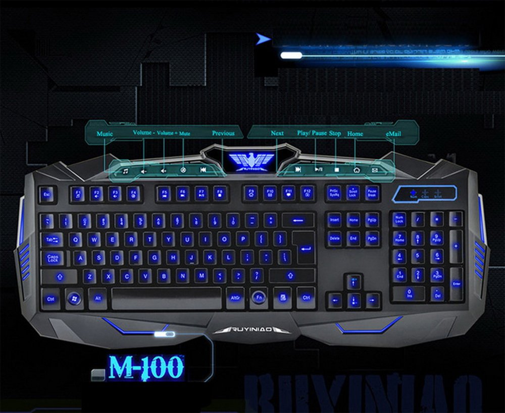 axGear USB LED Light Gaming Keyboard and Mouse Set Kit for Computer PC Multimedia Gamer