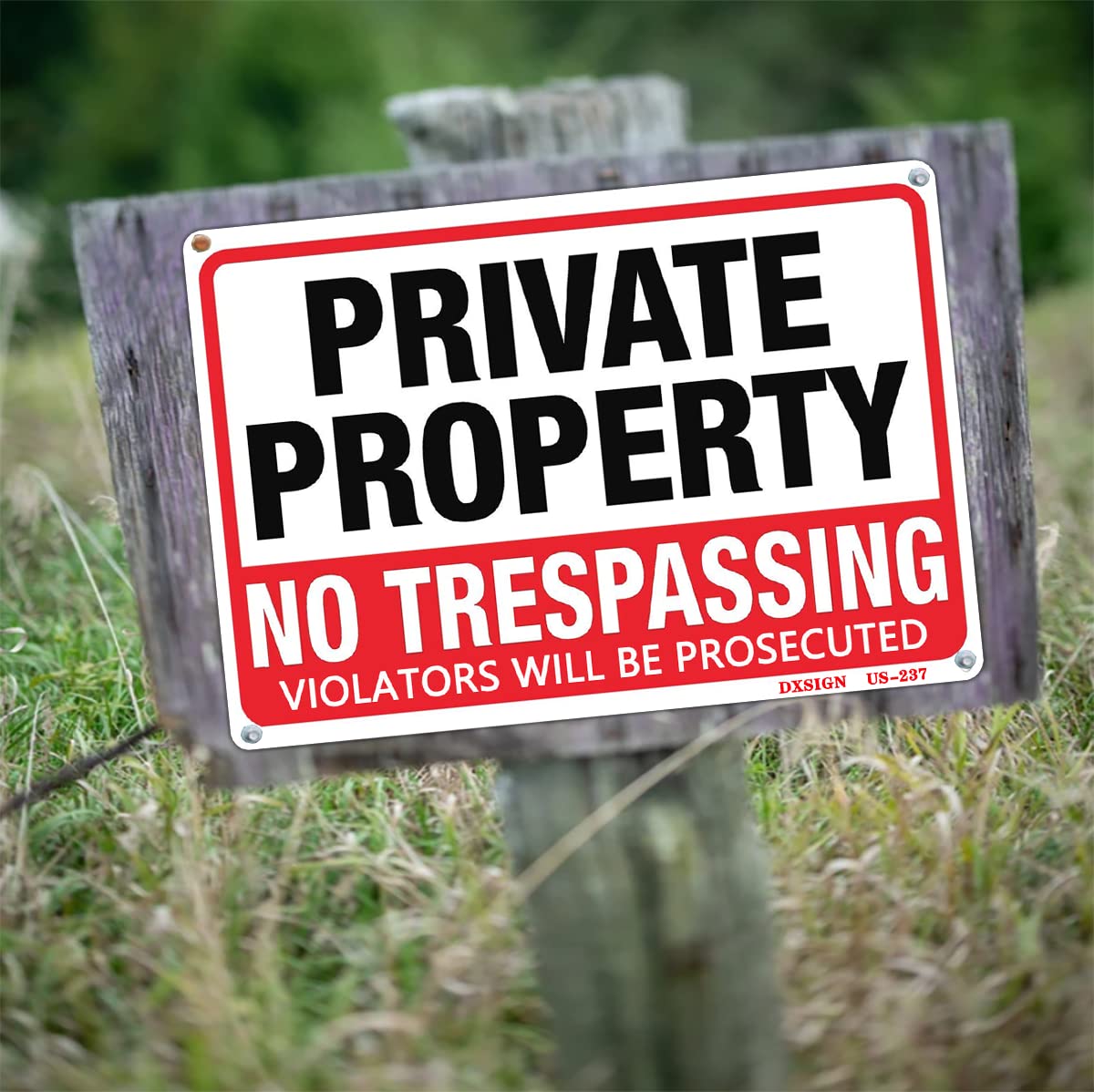 4 Pack Private Property No Trespassing Sign Metal 10"x14" Rust Free Aluminum,Indoor & Outdoor Use for Fence and Yard