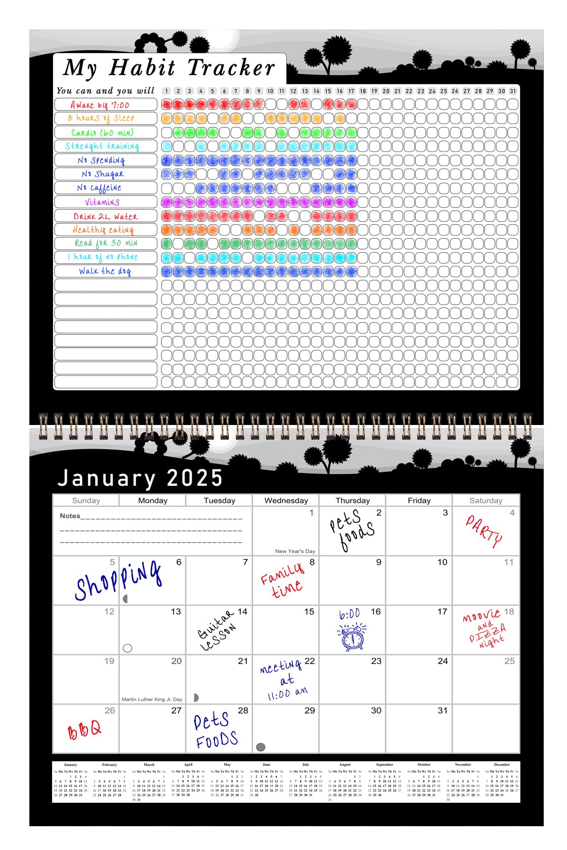 2025 Monthly Desktop/Wall Calendar/Planner - Habit Tracker - Daily, Weekly & Monthly Goal Motivational Habit Tracking Journal Inspirational - (Edition #015)