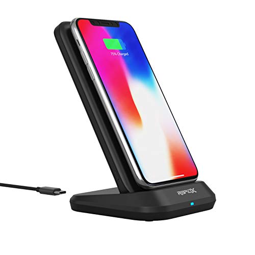 RapidX Myport 10000 mAh Power Bank, 10W Wireless Charging (Qi-Certified) & Charging Stand, 1 USB-C Input/Output (18W), 1 USB Output for iPhone and Android (Black)