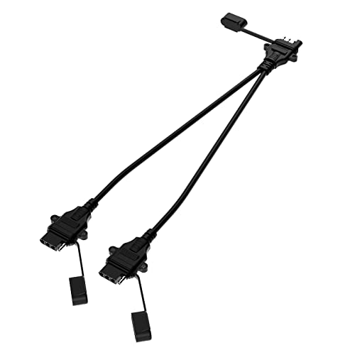 18AWG 1FT 4 Pin Trailer Connector Y Splitter Universal 4 Way Trailer Plug for Tailgate Light Bar Plug and Play 4 Pin Connectors Extension Harness Wiring Plug With Mounting Holes and Dust Cover - 1FT