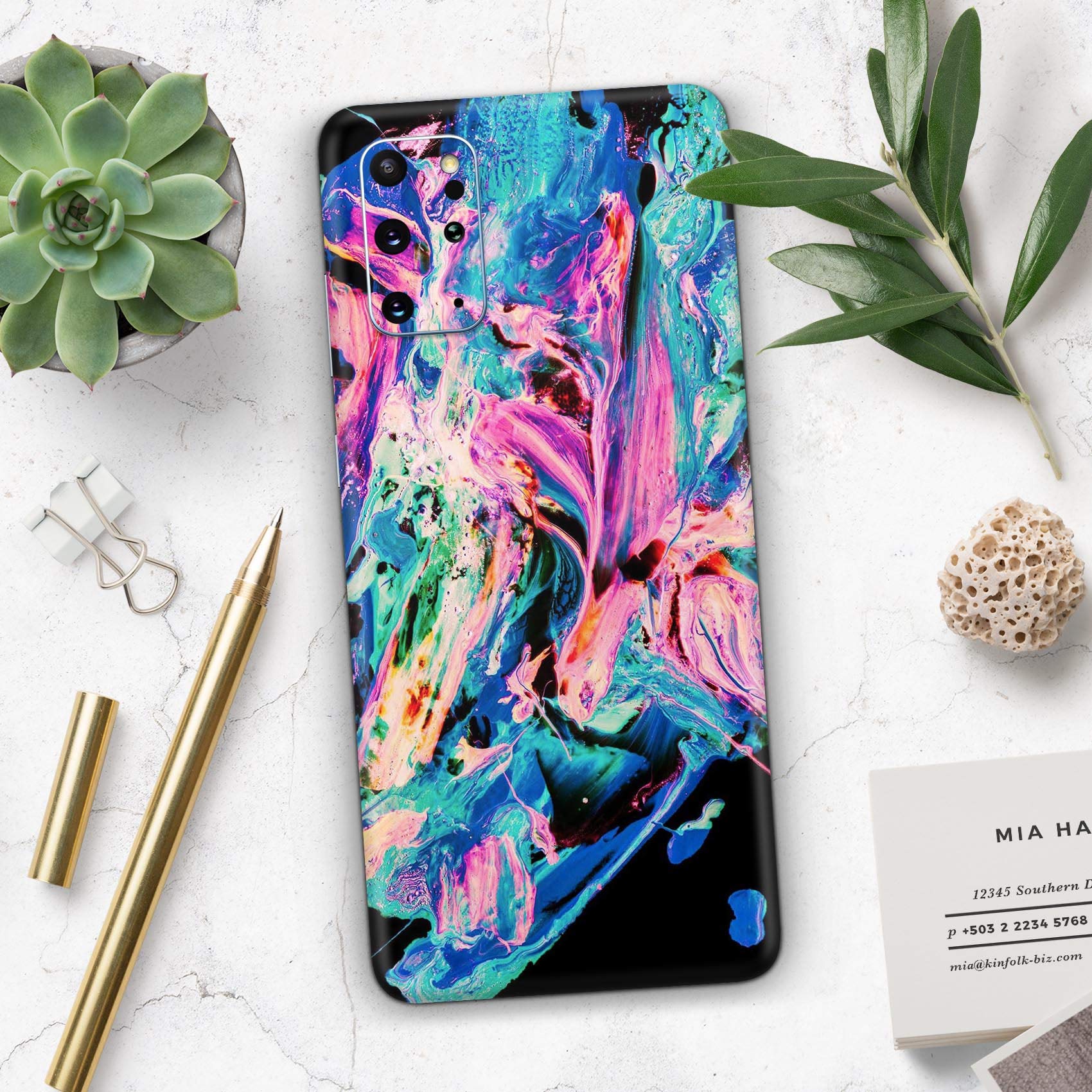 DesignSkinz Liquid Abstract Paint V20 Protective Vinyl Decal Wrap Skin Cover Compatible with The Samsung Galaxy S20 (Screen Trim & Back Glass Skin)