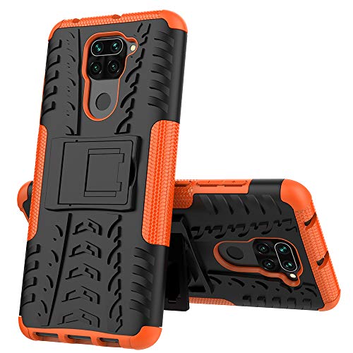 ISADENSER Phone Case for Redmi Note 9, Redmi Note 9 Cover Redmi Note 9 Slim Case Heavy Duty with Kickstand Dual Layer Drop Protection Shockproof Hard Phone Case for Redmi Note 9 Hyun Orange