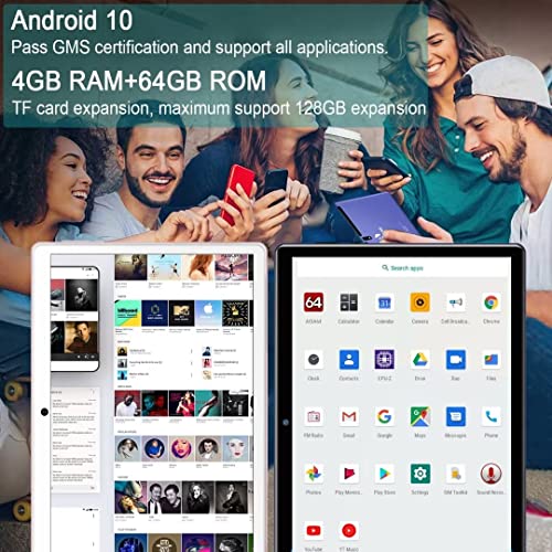 AOYODKG Android 10.0 Tablet 10 Inch, 4GB RAM + 64GB ROM + 128GB Expand, Quad-Core 1.8Ghz Processor, 13MP Dual Camera, OTG, 2 in 1 Tablet with 4G LTE & 2.4G WiFi Tablet PC - AYO A22