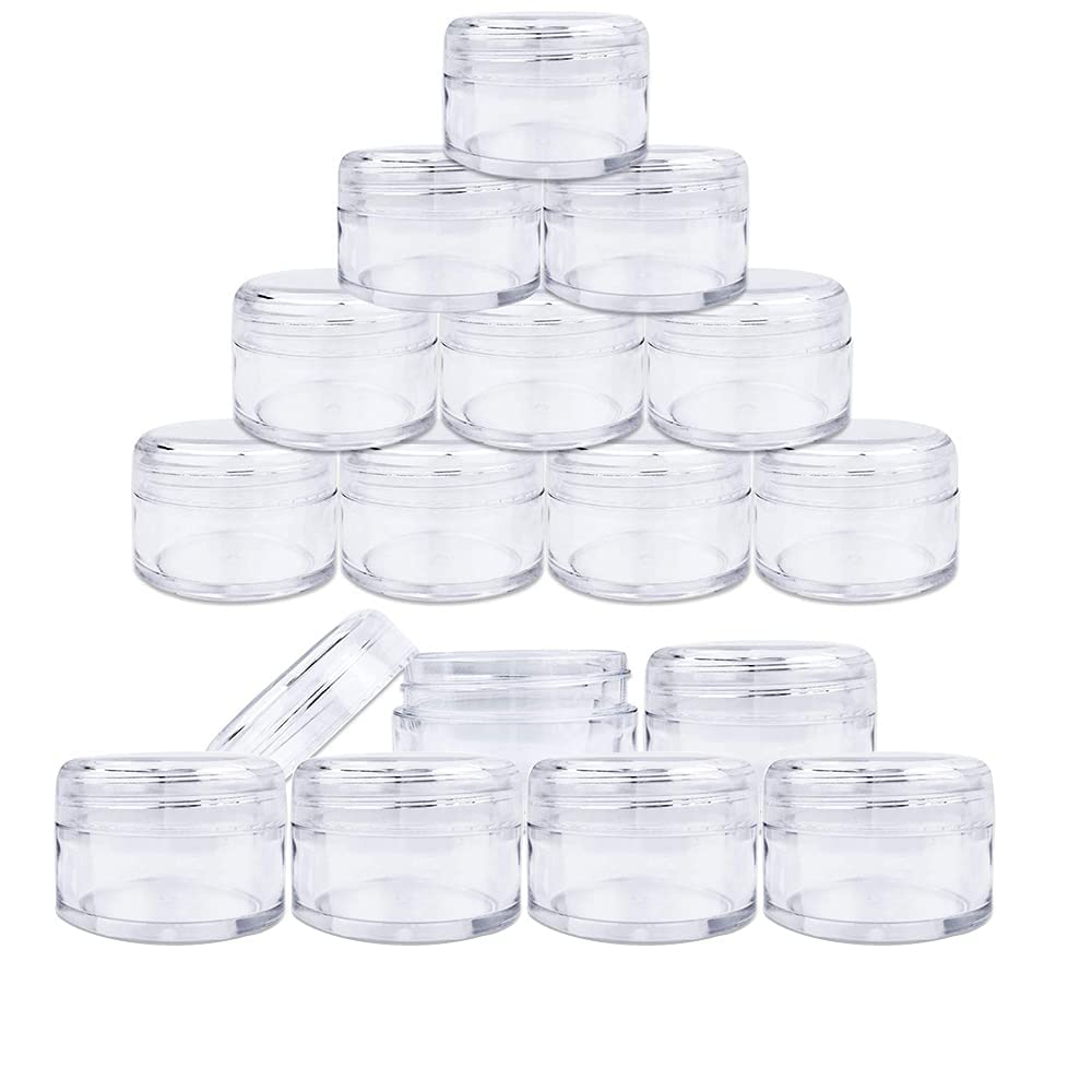 20g/20ml Cosmetic Container Jars Clear Plastic Empty Round Jars with Screw Cap Lid for Organizing Cosmetic, Lotion, Creams, Food, Pet Food, Kitchen Seasoning and More (20 Pieces)