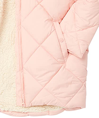 Amazon Essentials Girls' Long Quilted Cocoon Puffer Coat, Light Pink, Medium