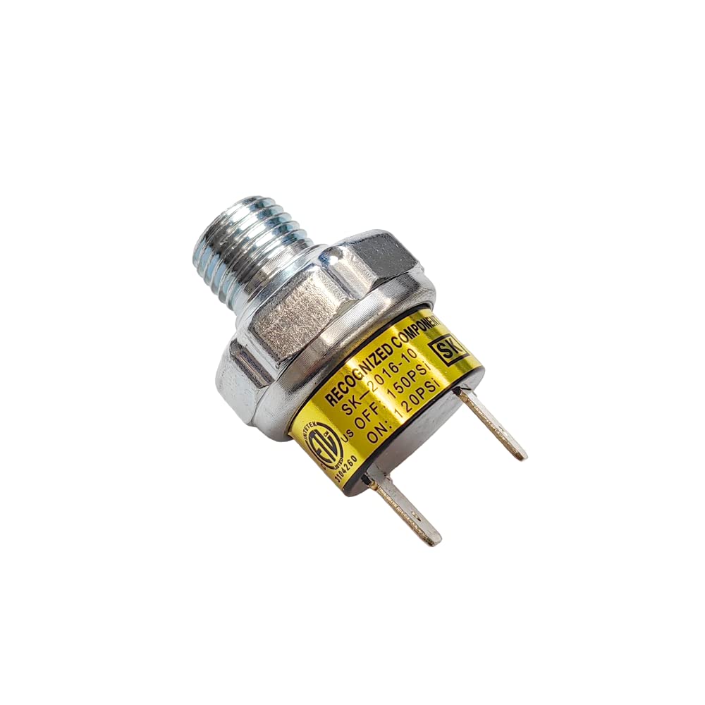 Air Pressure Switch 120-150 PSI Tank Mount Type Thread 1/4"NPT 12V 24V DC Air Compressor Pressure Switch for Air Train Horn 120-150 1/4 inch