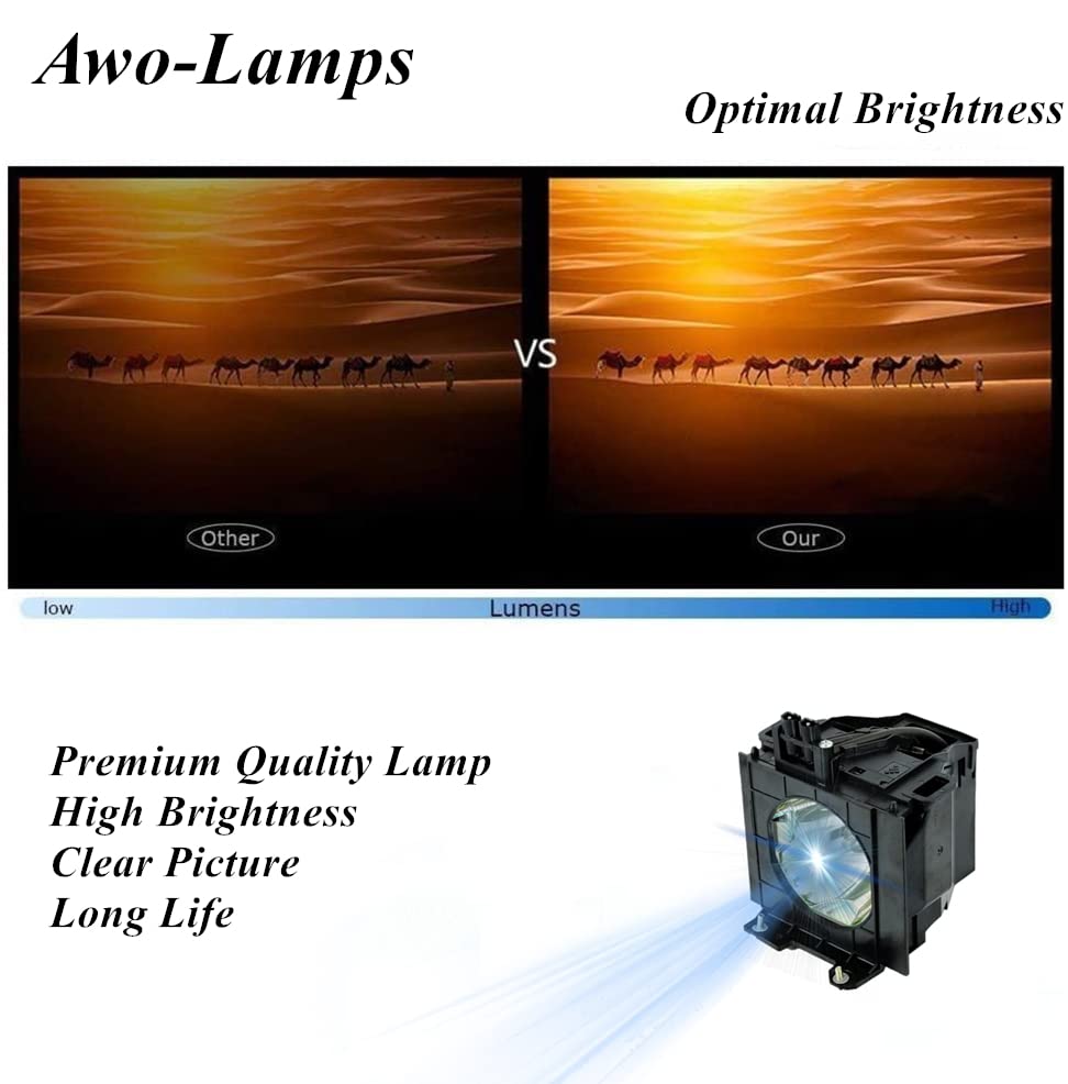 AWO ET-LAD55 / ET-LAD55W Premium Replacement Lamp Bulb with Housing Fit for PANASONIC PT-D5500U PT-D5600U PT-L5500 PT-L5600 PT-D5600E PT-DW5000 Projectors