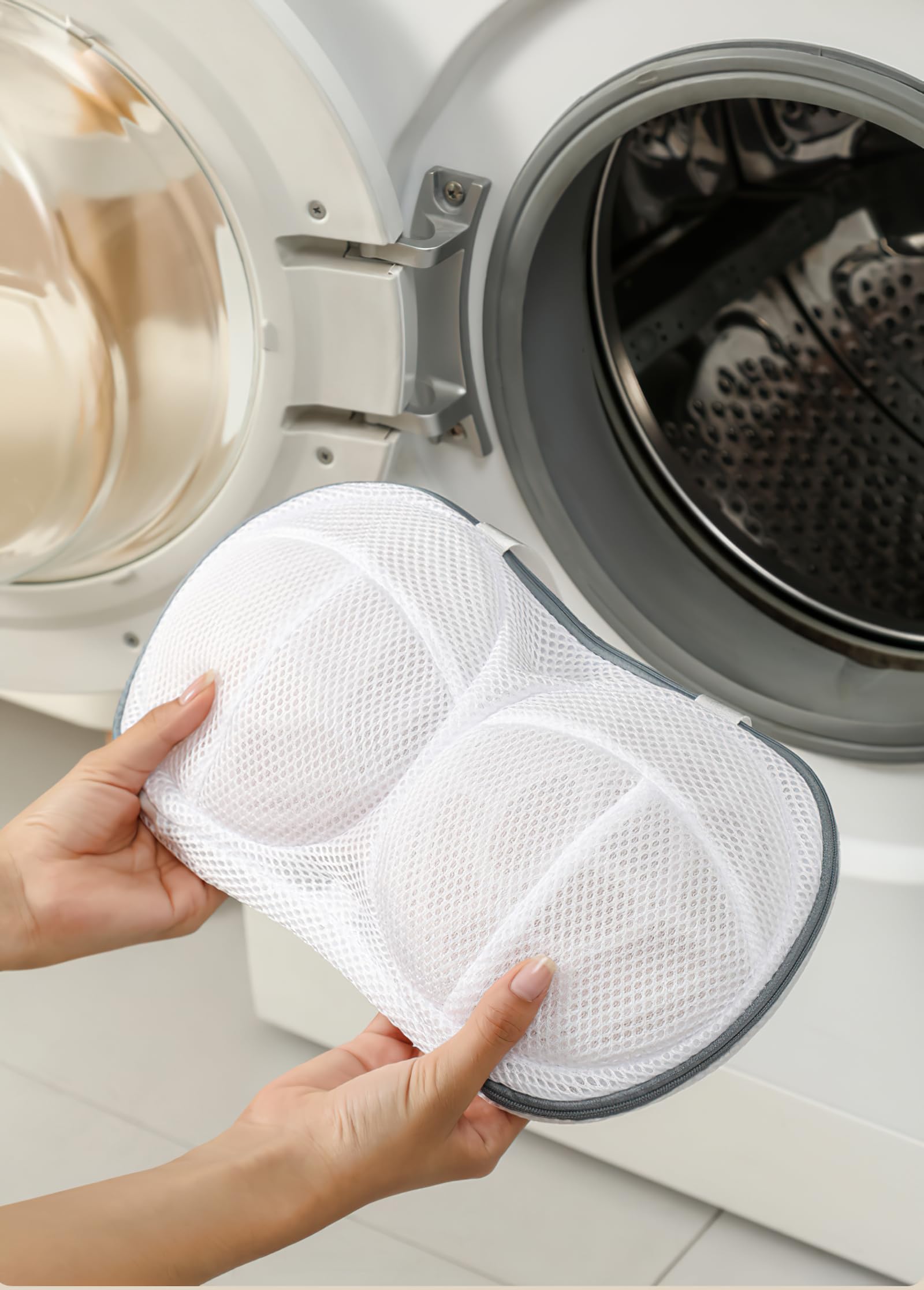 3pcs bra washing bags for laundry, bra washer protector for laundry,lingerie bags for washing delicates Fits for A-C Cups Bras(Gray)