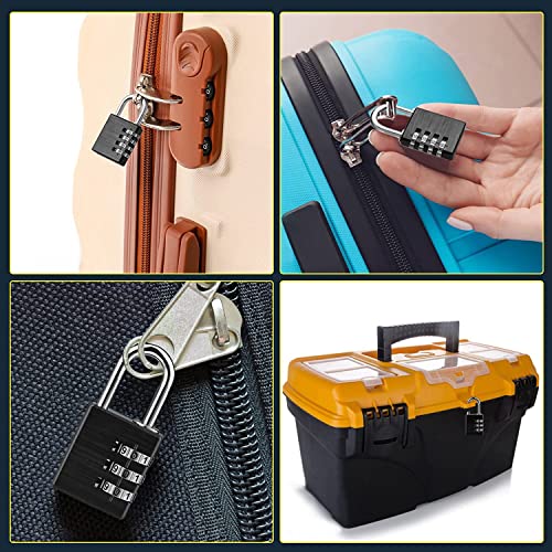 4 Pack Small Combination Lock,3 Digit Locker Lock with 9/16 in. Width Shackle,Small Combination Padlock for Luggage,Suitcase, Backpack