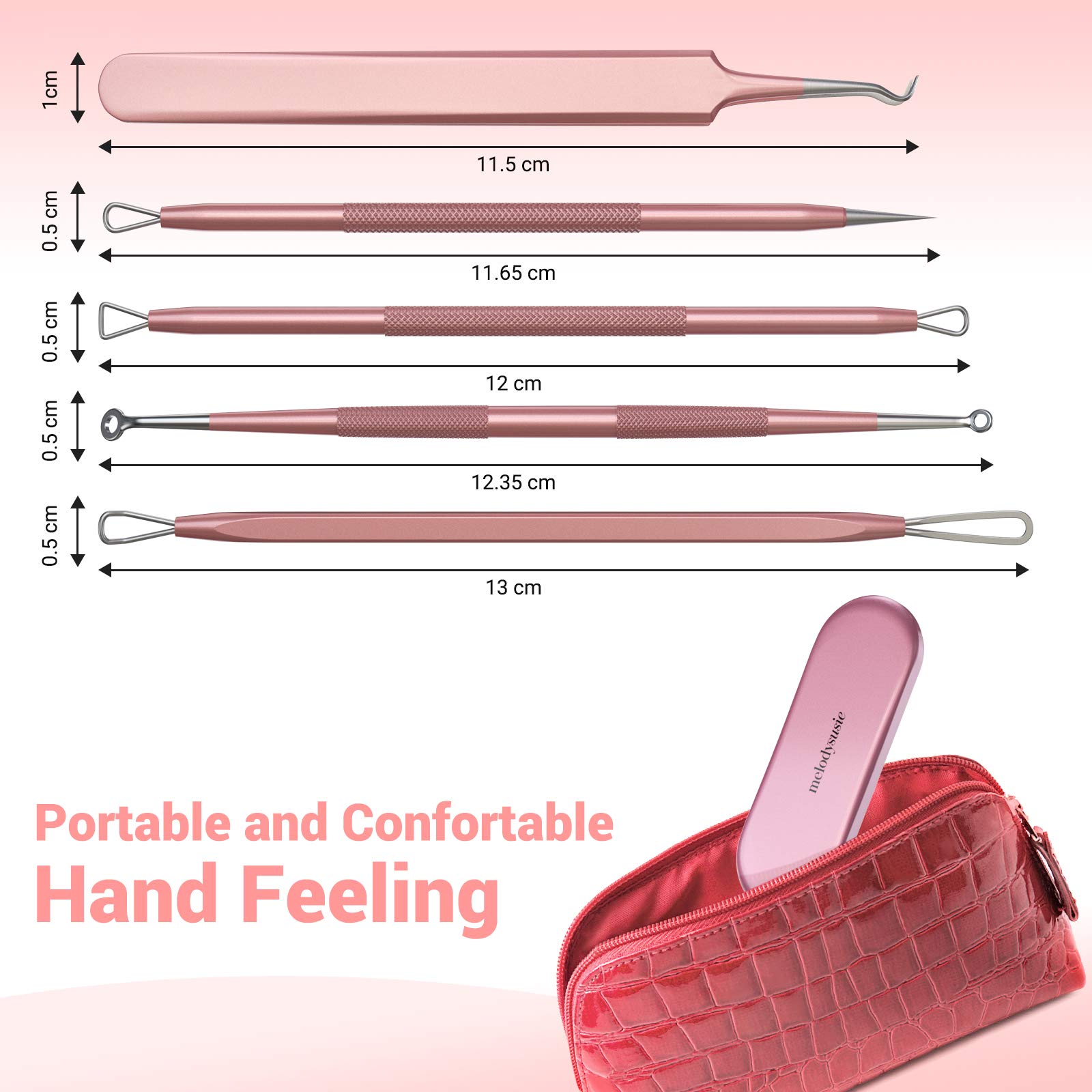 MelodySusie Blackhead Remover Pimple Popper Tool Kit - Professional Extractor for Nose and Face, Stainless Comedone, Blemish Whitehead Popping with Portable Metal Case.