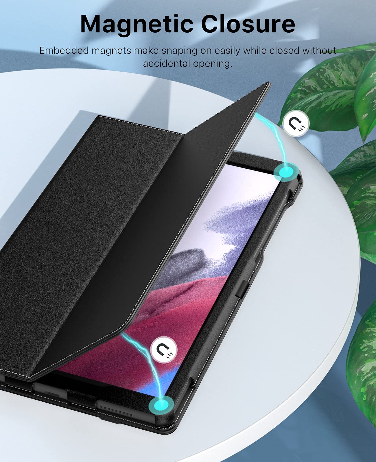 MoKo Case Compatible with Samsung Galaxy Tab A7 Lite 8.7 Inch (SM-T225/T220/T227), Slim Lightweight PU Tablet Shell Cover Stand Case Fit Samsung Galaxy Tab A7 Lite 8.7 2021 Tablet - Black