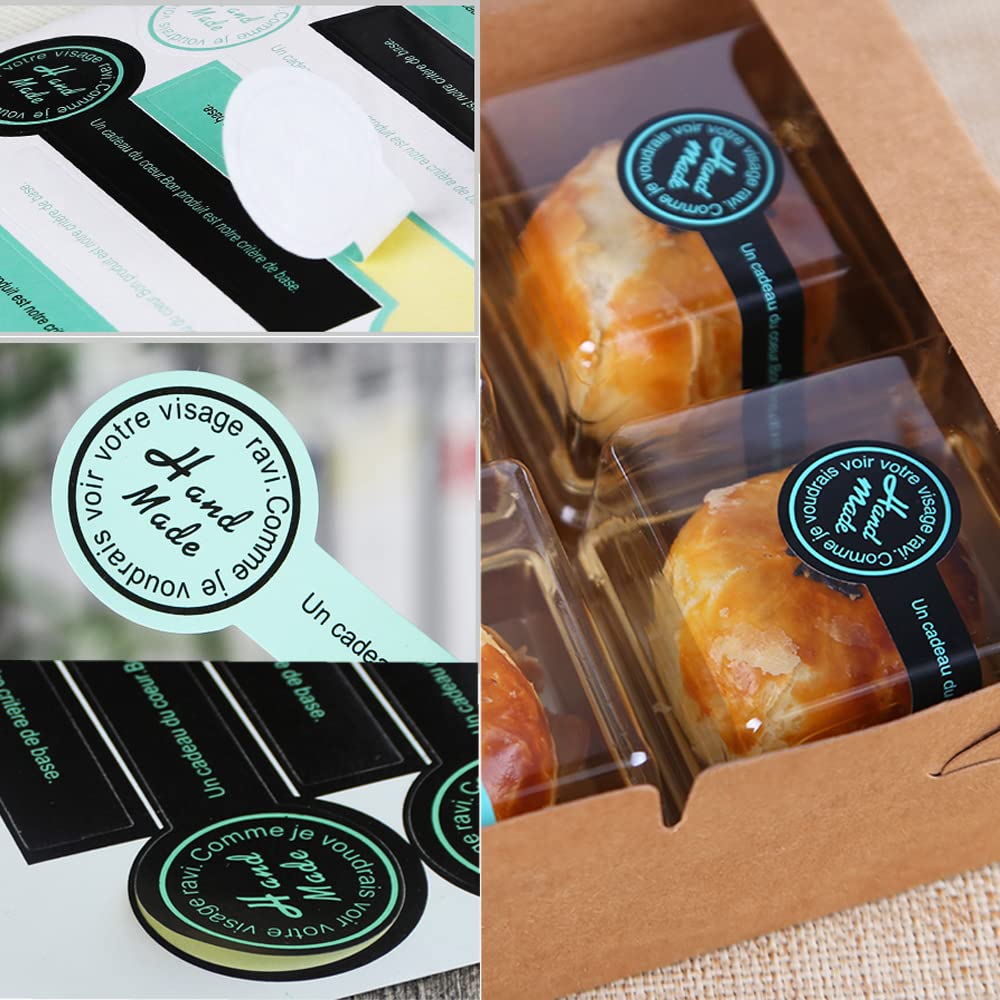 375pcs Hand Made Lollipop Sealing Sticker, Self-Adhesive Decorative Labels Retail Package Seal Paper Label for Handmade Baking Craft Arts and More