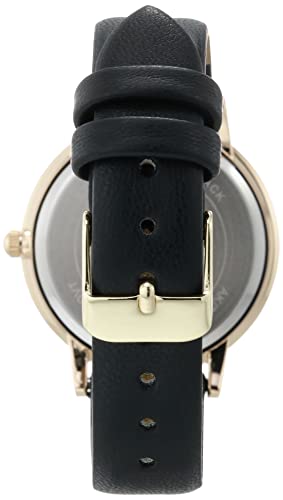 Anne Klein Women's Japanese Quartz Dress Watch with Faux Leather Strap, Black, 16 (Model: AK/3818GPBK)