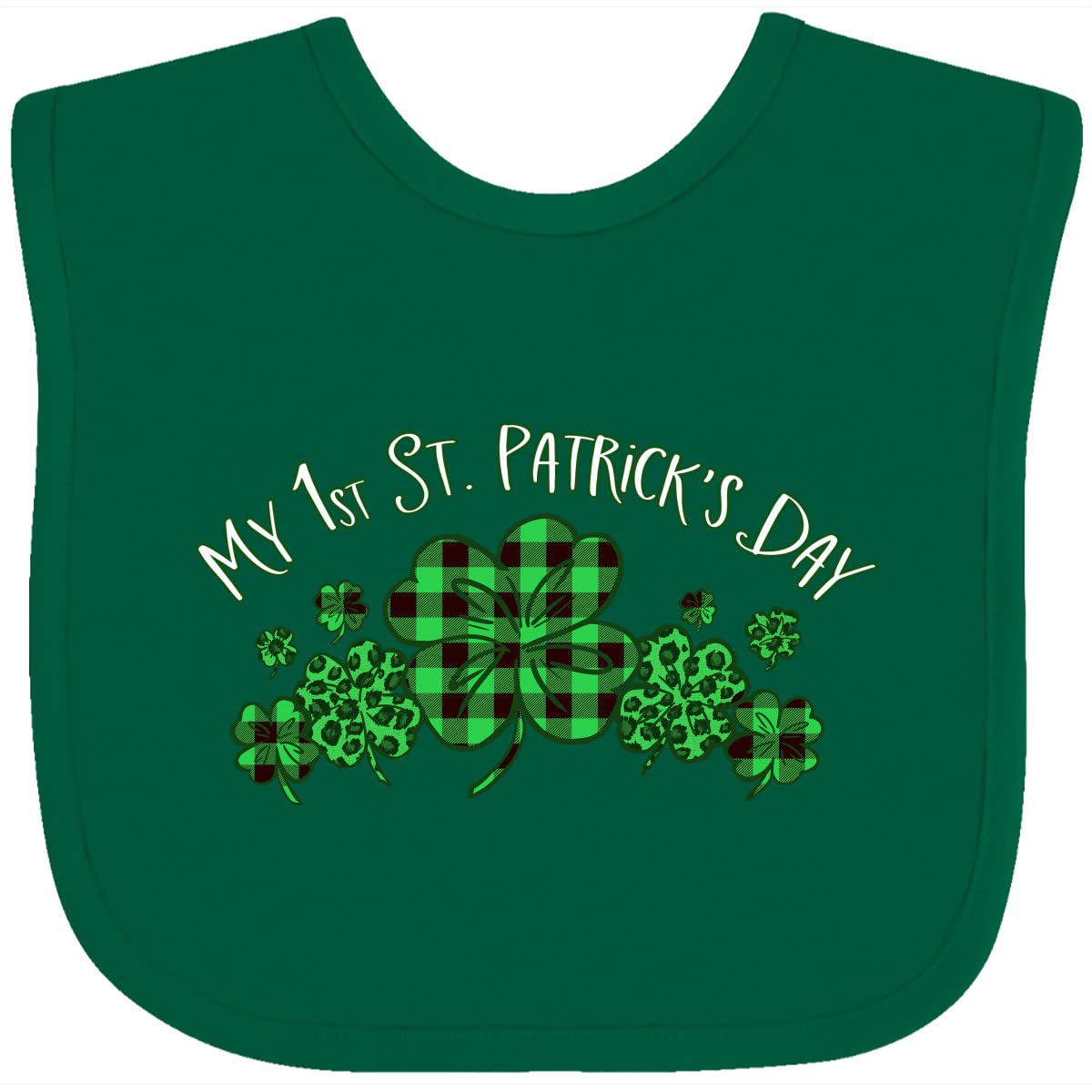 inktastic My 1st St. Patrick's Day with Plaid Shamrocks Baby Bib Green 3e4ef