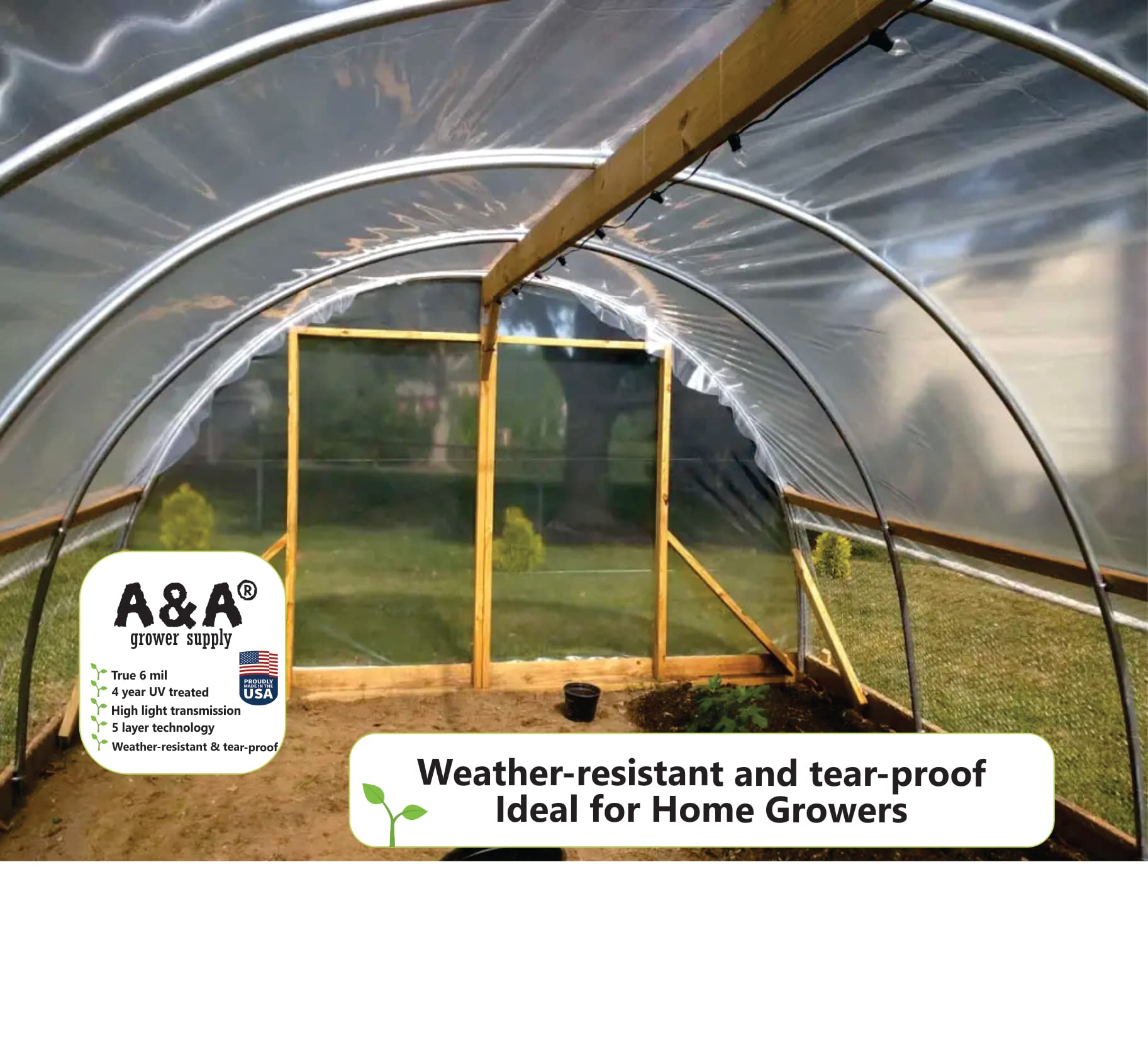 A&A Green Store Greenhouse Plastic Film Clear Polyethylene Cover UV Resistant 12 ft Wide x 28 ft Long