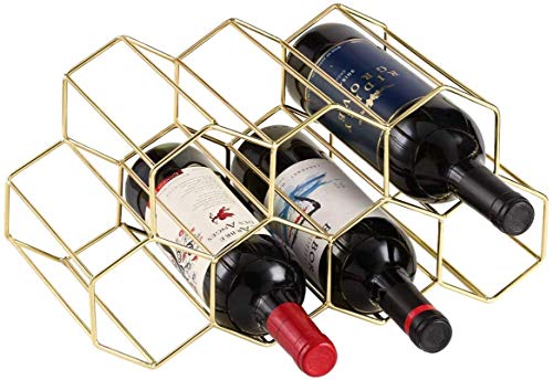 Tapbull Gold Metal Wine Rack Freestanding, Tabletop Wine Rack Holder, Countertop Wine Bottle Holder (Gold)