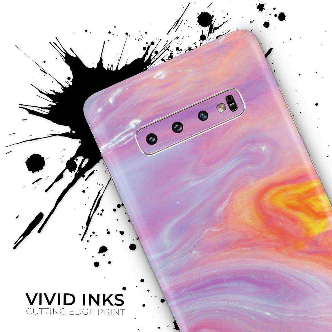 DesignSkinz Marbleized Pink and Purple Paradise V2 Protective Vinyl Decal Wrap Skin Cover Compatible with The Samsung Galaxy S20 (Screen Trim & Back Glass Skin)