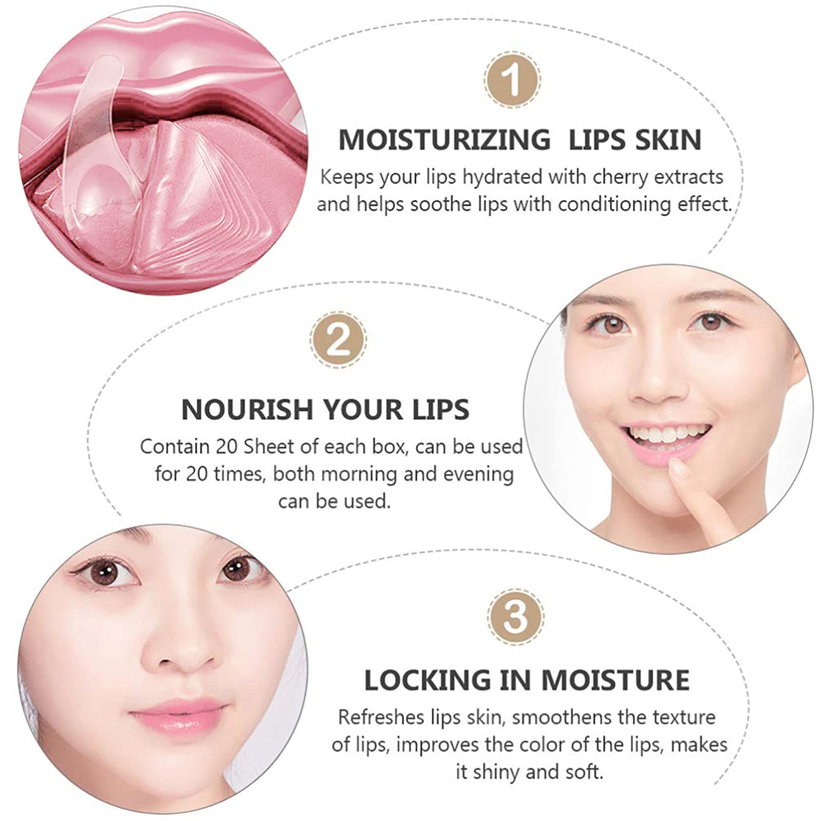 YiJiaBa 20PCS Sleeping Lip Mask with Cherry, Soothing for Dry Lips, Repair Chapped, Anti-Aging & Moisturizing Plaque
