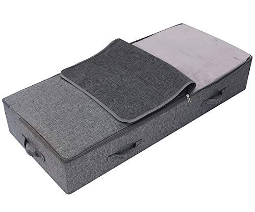 iwill CREATE PRO Large Under the Bed Storage Container for Duvets, Blankets Bedding Accessories, Black Gray