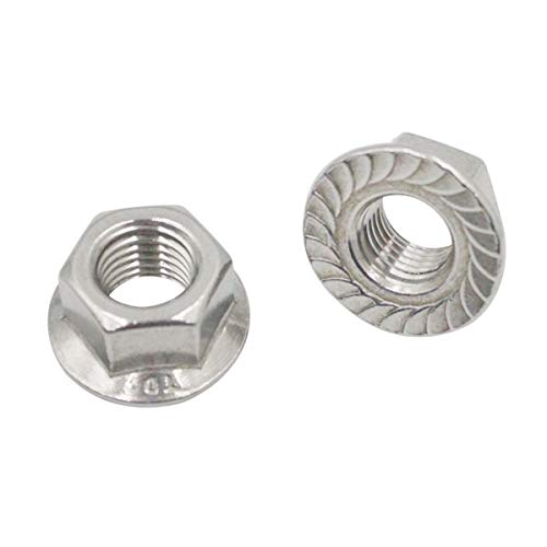 L-A M6-1.0 x 45mm Flanged Hex Head Bolts Hexagon Screws, Serrated Flange Hex Lock Nut, Fully Threaded, 304 Stainless Steel A2-70（10 Set）