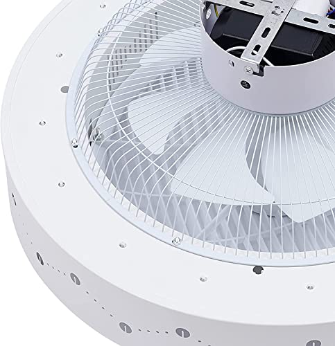22" Modern Acrylic Ceiling Fan with Light and Remote Control 64W Hollow Shade 7 Blades 3-Colors 3-Speed Quiet Round LED Semi Flush Mount Light Enclosed Fan Chandelier for Bedroom Home (Constellation)