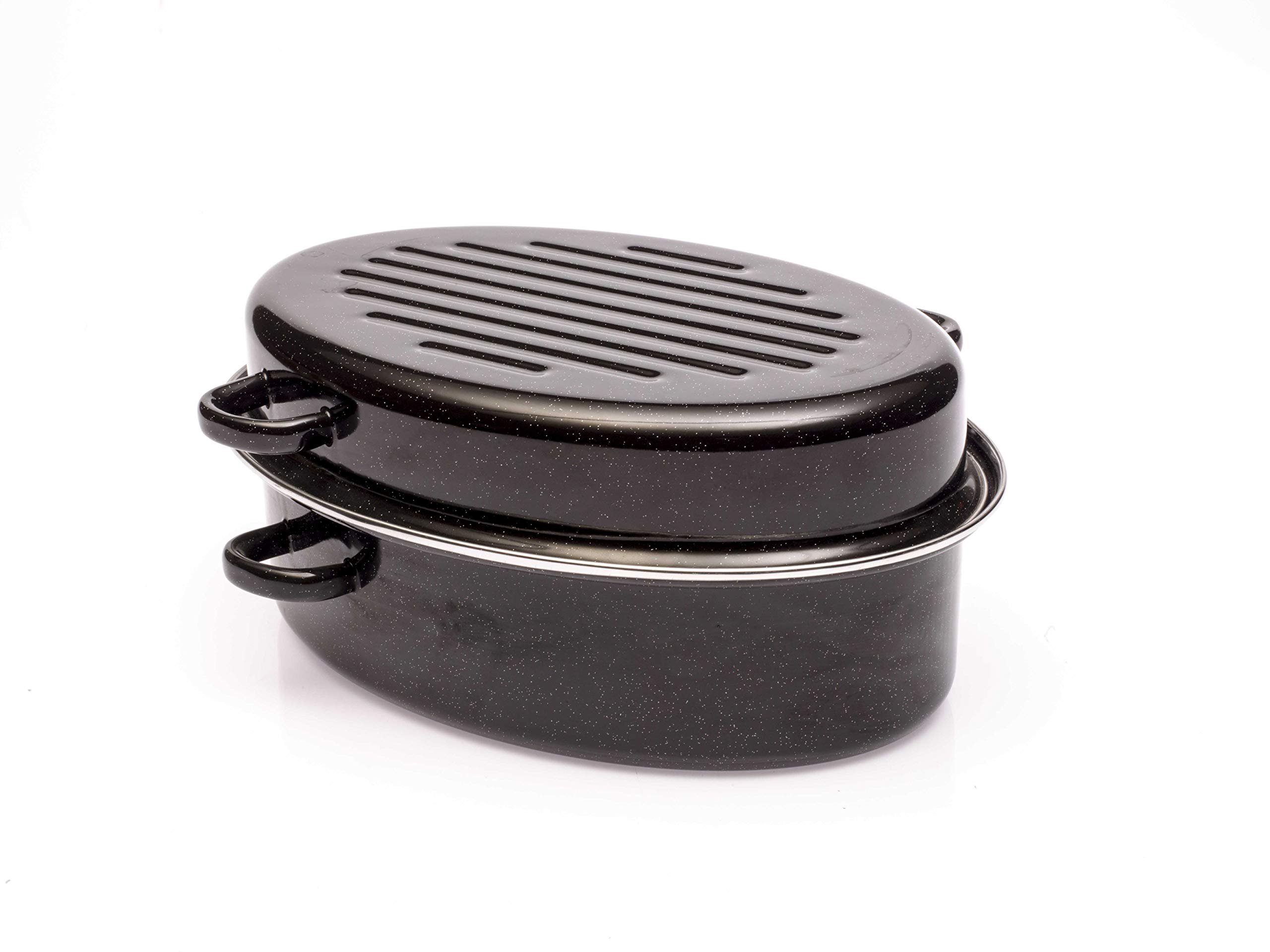 16.5"L x 15"W x 8"H (42cmx38cmx20.3cm) Uniware Healthy Enamel Coating Turkey Roaster, Roaster Pan for Turkey, Roaster for Chicken