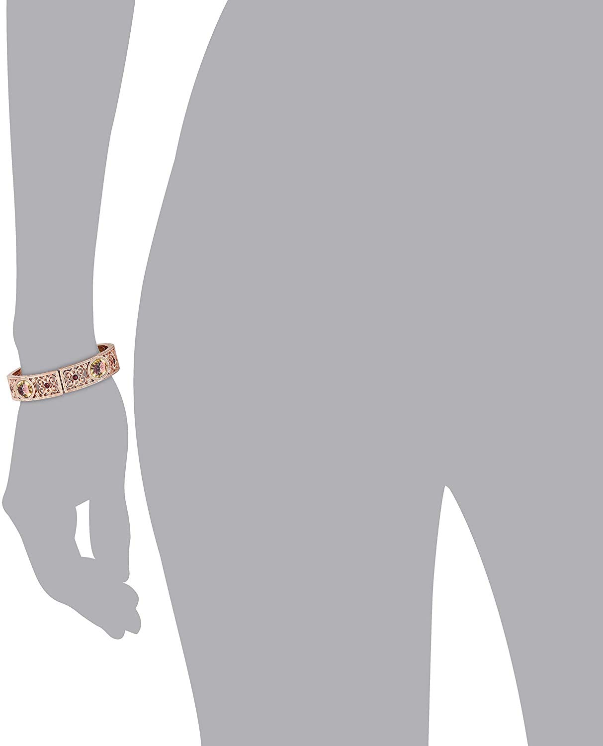 1928 Jewelry Women's Rose Gold Tone Manor House Rose Purple Crystal Flower Stretch Bracelet
