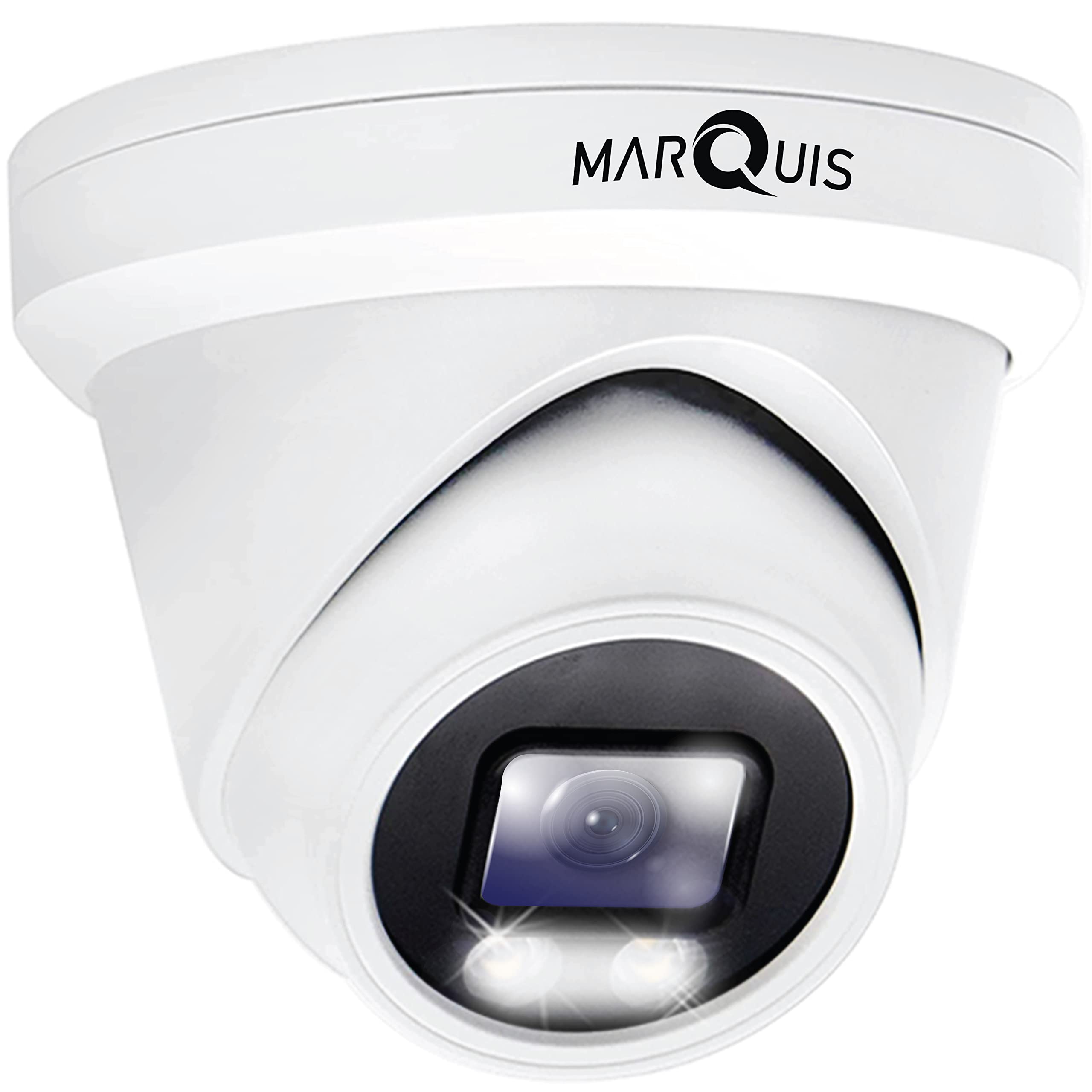 Marquis, 5MP Lite 4MP 2MP 247 FullColor HD TVICVIAHDCVI Turret Dome CCTV Security Camera, Indoor Outdoor Color Night Vision Waterproof Analog Surveillance Camera 2.8mm Lens, White