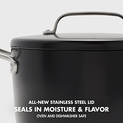 GreenPan GP5 Hard Anodized Advanced Healthy Ceramic Nonstick, 8QT Stock Pot with Insulated Lid, PFAS-Free, Induction, Dishwasher Safe, Oven & Broiler Safe, Black
