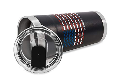 Camco Life is Better at The Campsite Stainless Steel 20 oz. Tumbler with Double Wall Insulation | Great for Hot and Cold Drinks | Charcoal with US Flag Print (53065)