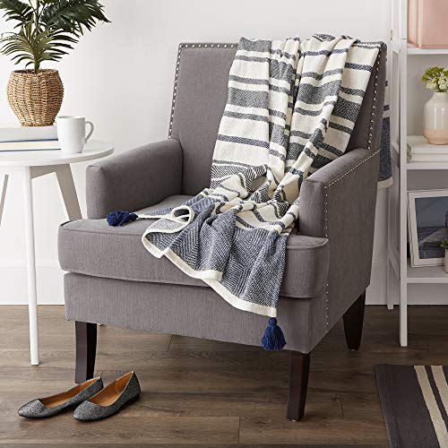 DII New Traditional, 2-Tone Chevron Stripe Throw, 50x60, Navy