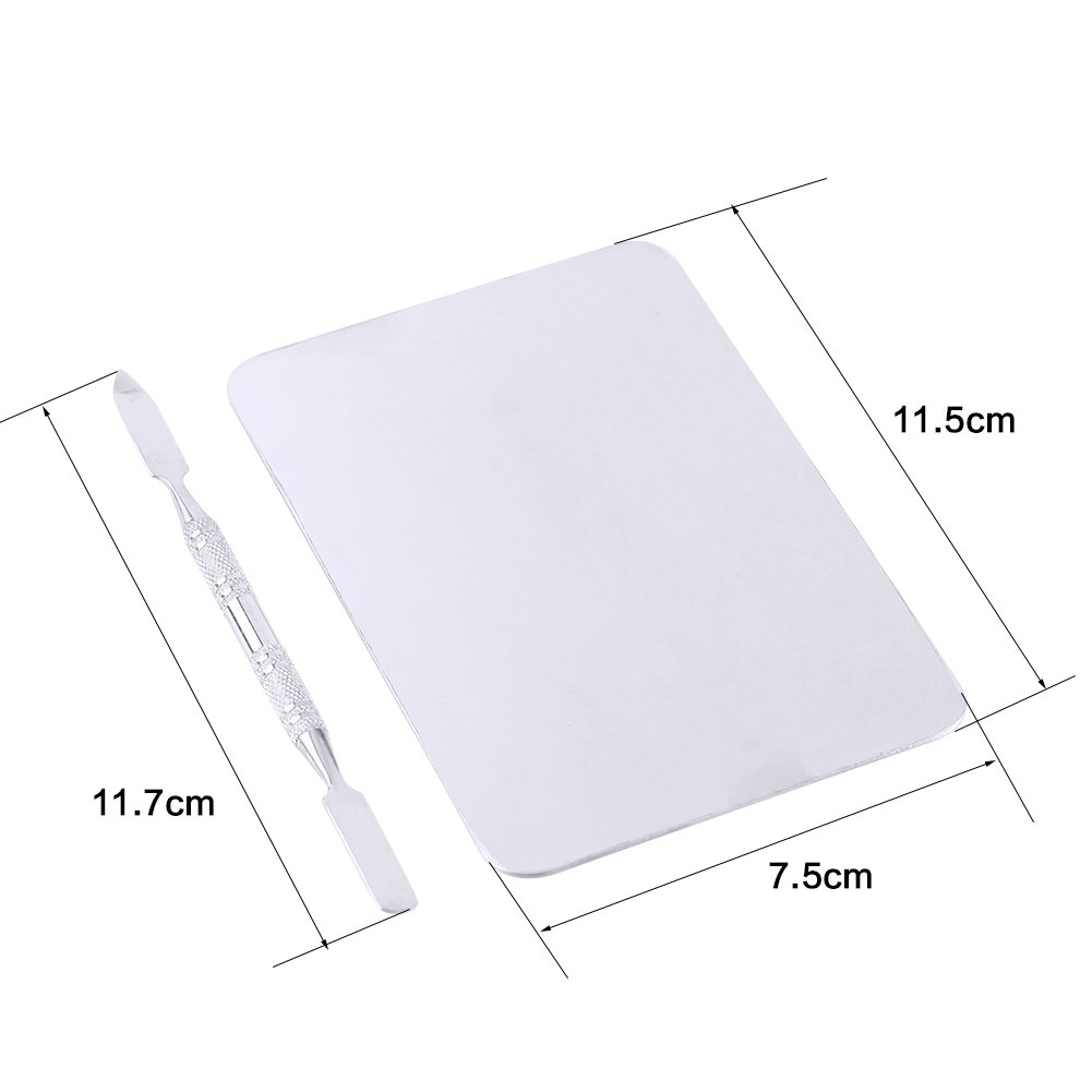 Mixing Palette Small Stainless Steel Makeup Palette Rec Shape Mixing Plate Tools with Spatula Nail Art Palette for Blending Cosmetic Shades