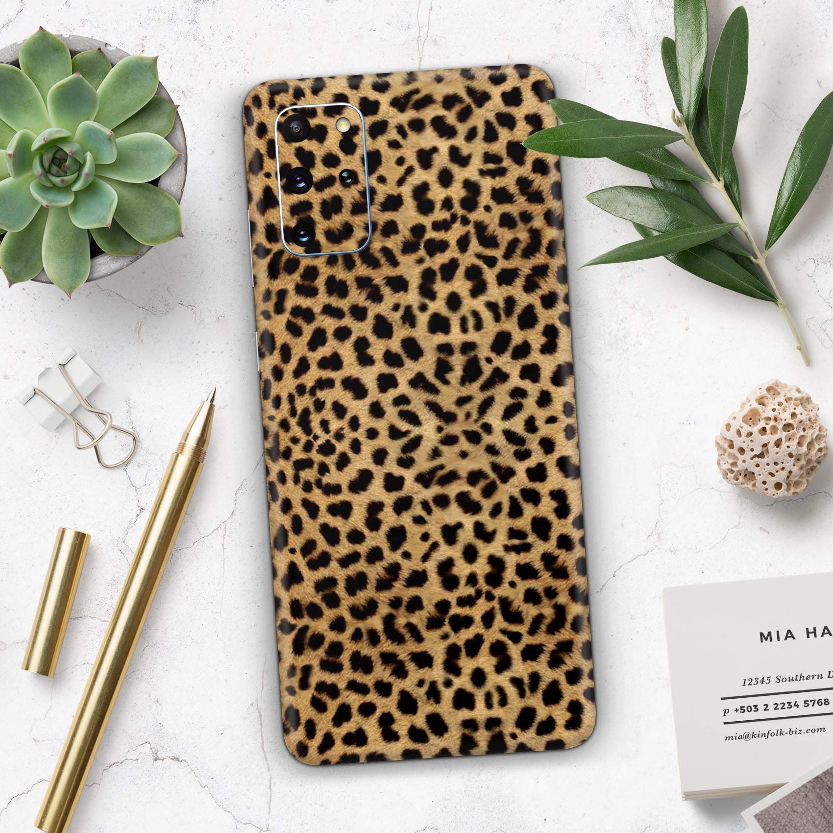 DesignSkinz Orange Cheetah Fur Pattern Protective Vinyl Decal Wrap Skin Cover Compatible with The Samsung Galaxy S20 (Screen Trim & Back Glass Skin)