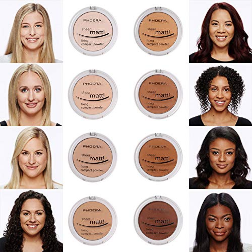 2 Pack PHOERA Matte Face Powder, Control Oil Brighten Skin Color Full Coverage Flawless Face Setting Loose Powder。203- Nude