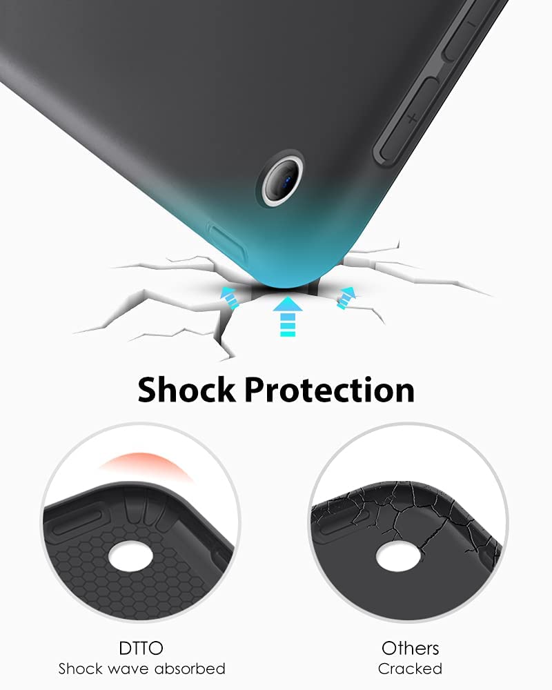 DTTO for iPad 9th/ 8th/ 7th Generation 10.2 Case, Lightweight Soft TPU Back for iPad 10.2 Inch (2021/2020/2019) [Auto Wake/Sleep + Trifold Stand] - Black
