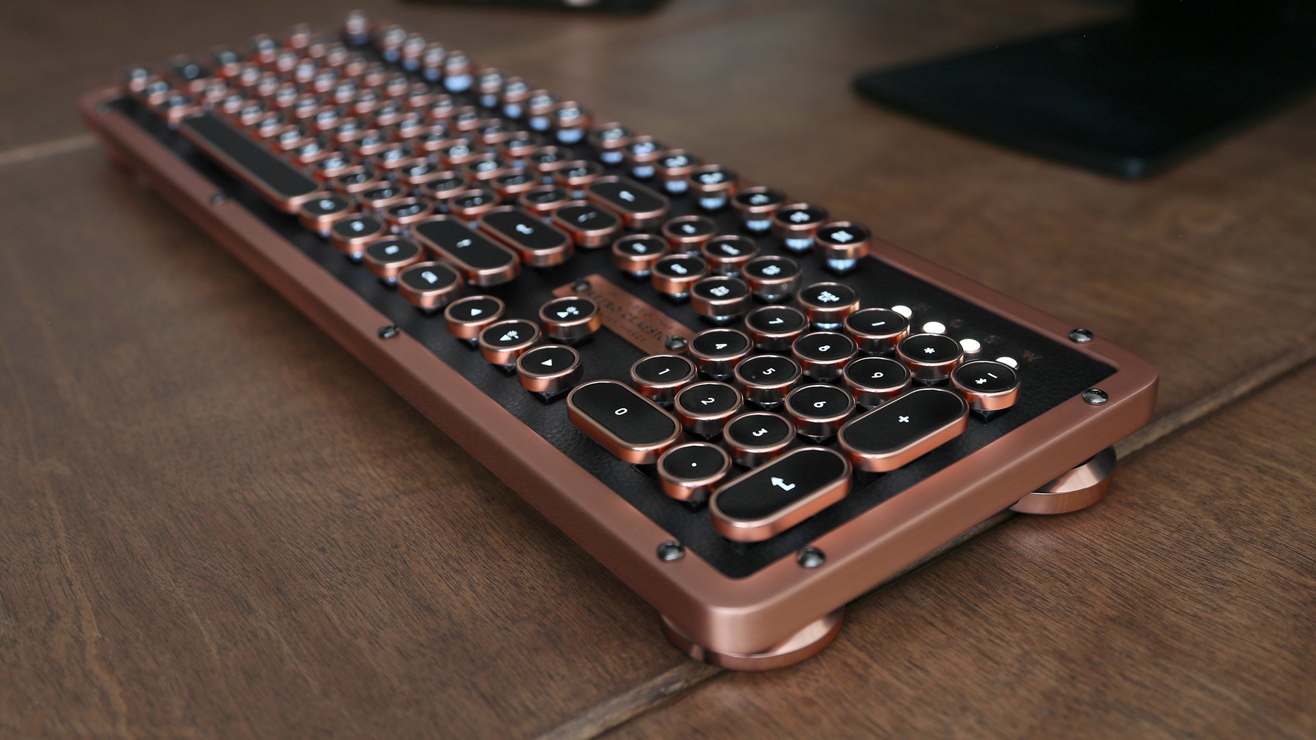 Azio Retro Classic Bluetooth 5.0 (Artisan) - Wireless/USB Wired Vintage Backlit Leather Mechanical Keyboard for PC/Mac (MK-RETRO-L-03B-US)