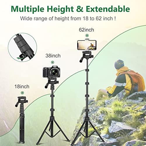 Torjim 62" Phone Tripod, ๐ฆ๐๐๐ฟ๐ฑ๐ & ๐ฃ๐ผ๐ฟ๐๐ฎ๐ฏ๐น๐ฒ iPhone Tripod Stand with Remote, Compatible with iPhone/Android/Sport Camera Perfect for Video Recording/Live Stream/Vlogging/Selfies