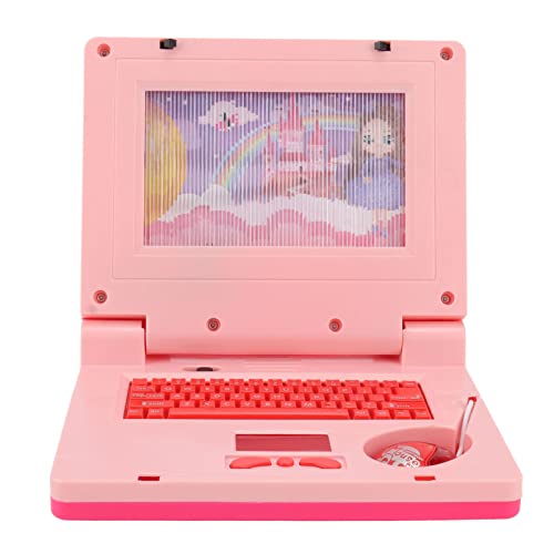 3 AA Batteries Plastic Kids Learning Laptop Cognitive Development Simulation Kids Laptop Toys (Purple Retractable Mouse)
