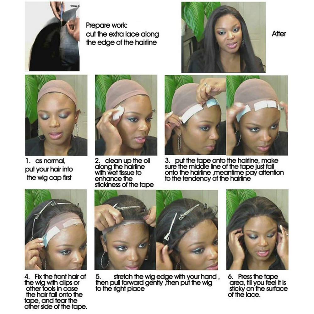 CREATE BEAUTY Lace Front Wig Tape - 36 Pieces, Water-Proof Strong Adhesive Double Sided Lace Wigs Tape (Blue)