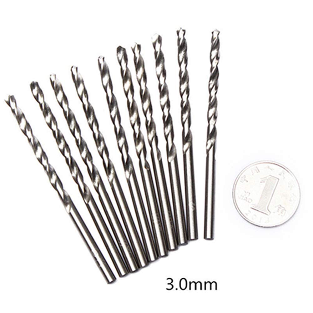 mogen886 10Pcs/Set 0.3mm-3mm Micro HSS Spiral Twist Drill Bits Set Mini Drilling Tool Silver 0.9mm