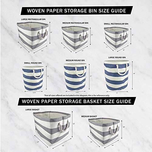 DII Woven Paper Storage Bin, Diamond Basketweave, Black/White, Medium