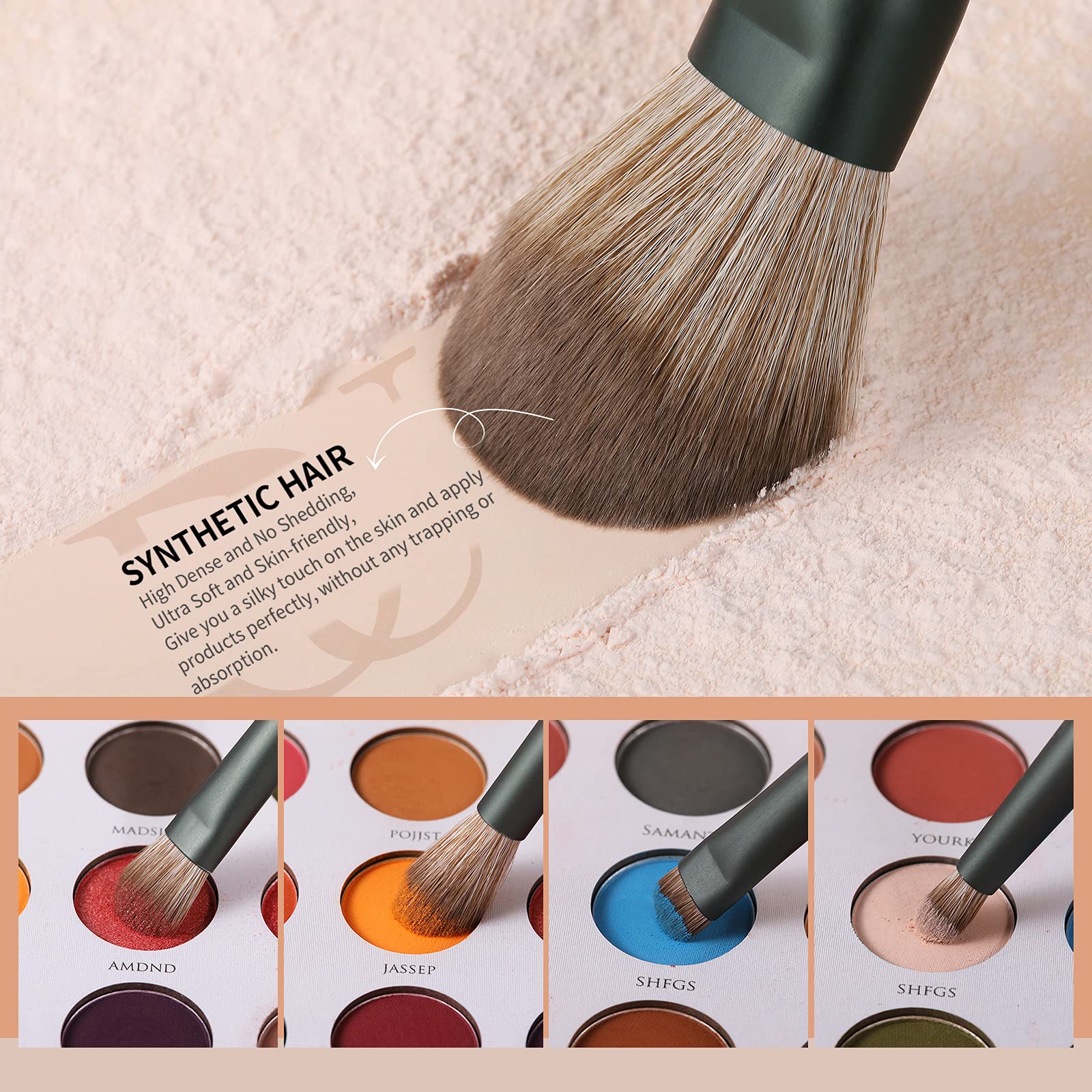 DUcare Makeup Brushes 14Pcs with 3Pcs Makeup Spong & Cosmetic Bag - Lime Mojito Series Christmas Gifts Professional Kabuki Foundation Blending Brush Face Powder Blush Concealers Eye Shadows