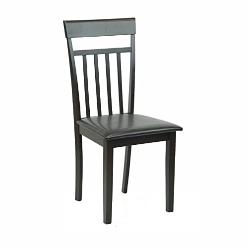 Dining Kitchen Set of 3 Square Table and 2 Classic Wood Chairs Warm in Espresso Black
