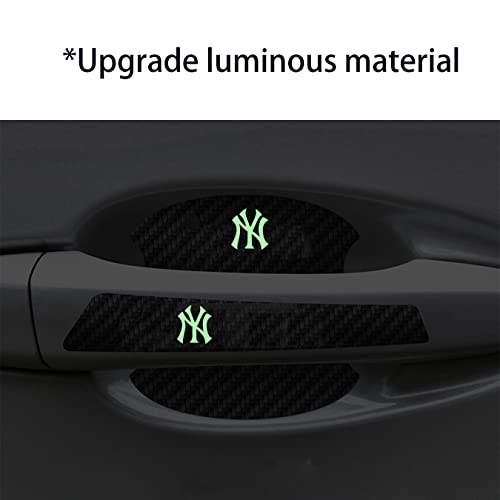 8PCS Carbon Fiber Compatible for Yankees Car Door Handle Scratches Protective Films Side Sticker Scratches Car Door Protector Films ，Suitable for Gift to New York Friends