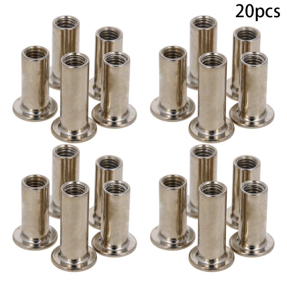 MroMax M6x17mm Nickel Plated Iron Insert Nut Rivet Hex Socket Head Nuts Screw Post Mounting for Furniture Installation Nickel Tone 20Pcs