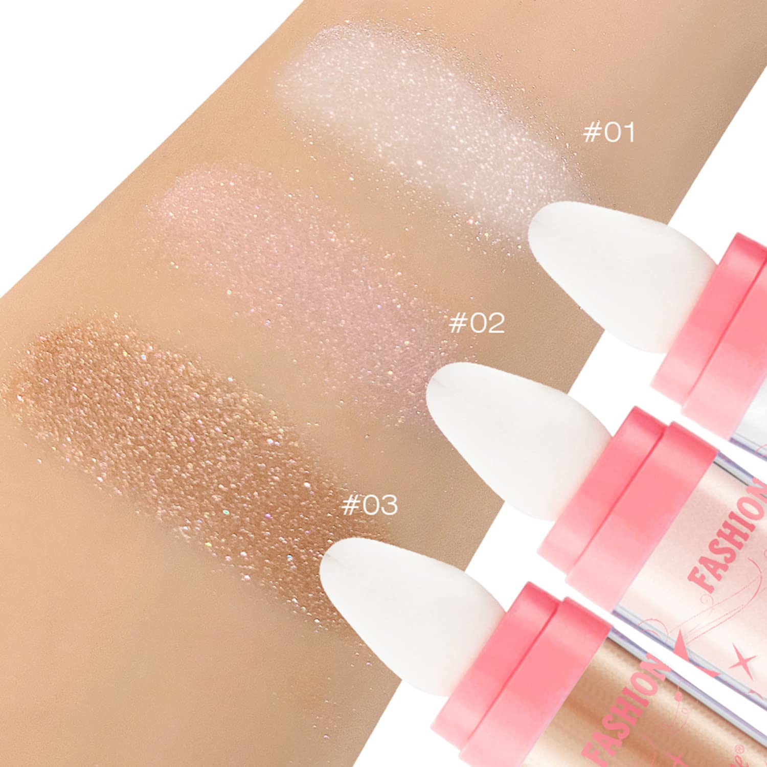 3PCS Polvo De Hadas Highlighter Powder Makeup Stick,the Natural Three-Dimensional Face Blusher Patting Powder for Highlight Face, Eyeshadow, Body Fairy Glitter Makeup Kit for Women's Day Gift