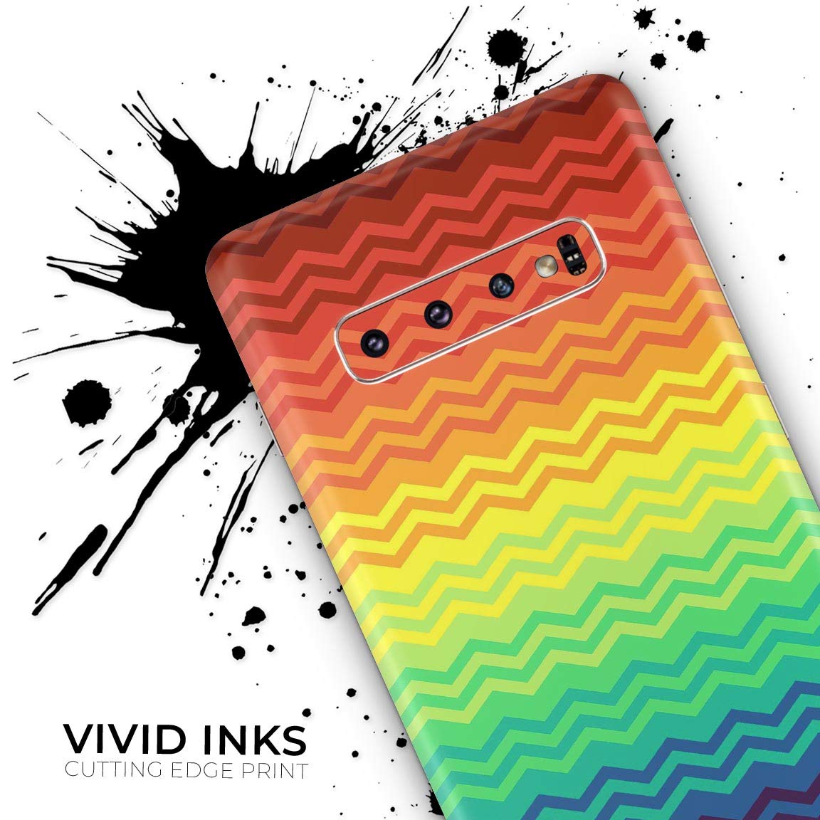DesignSkinz Rainbow Thin Lined Chevron Pattern Protective Vinyl Decal Wrap Skin Cover Compatible with The Samsung Galaxy S20 (Screen Trim & Back Glass Skin)